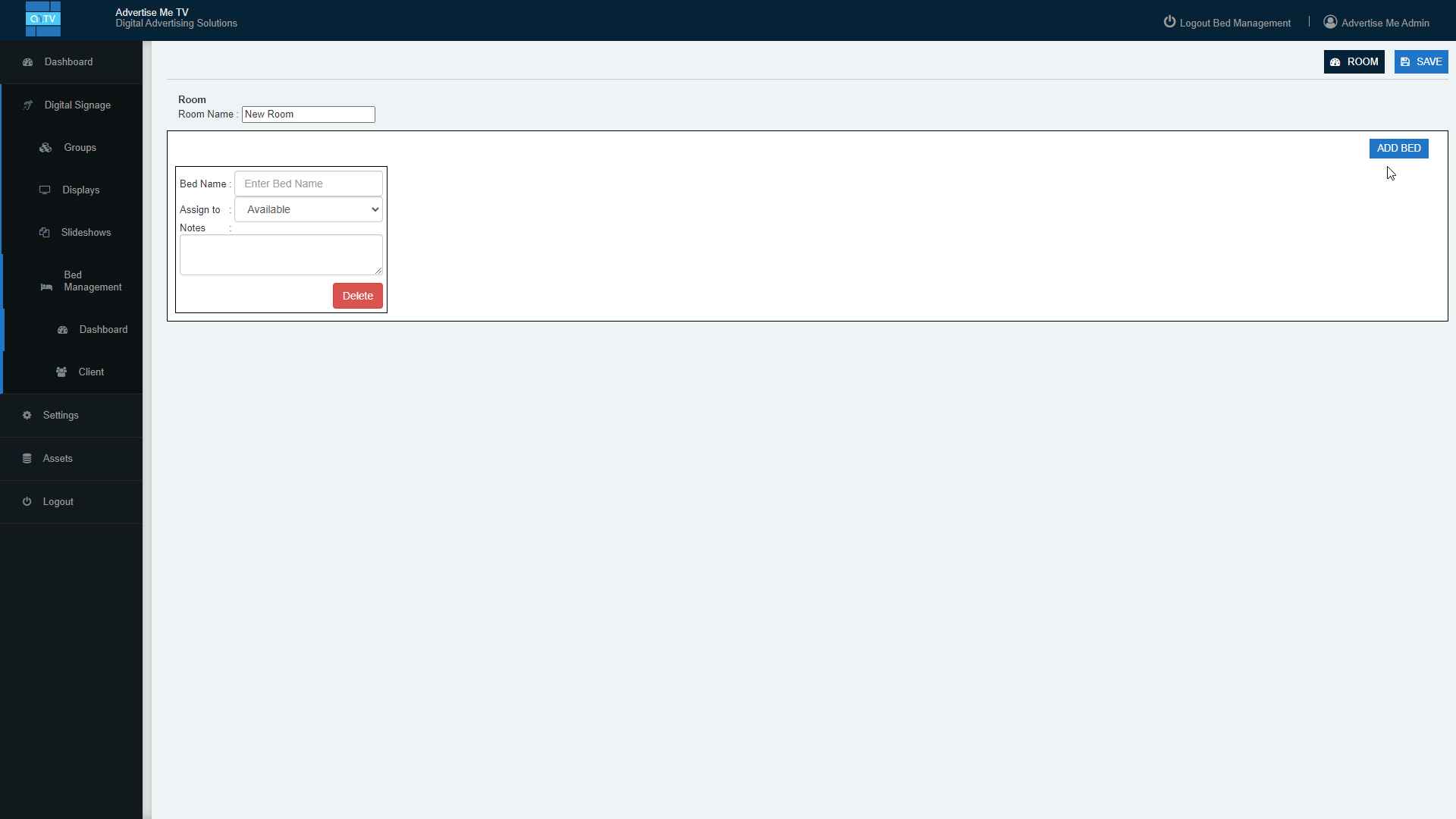 BED MANAGEMENT MODULE FOR DIGITAL SIGNAGE - Digital Solutions Provider ...